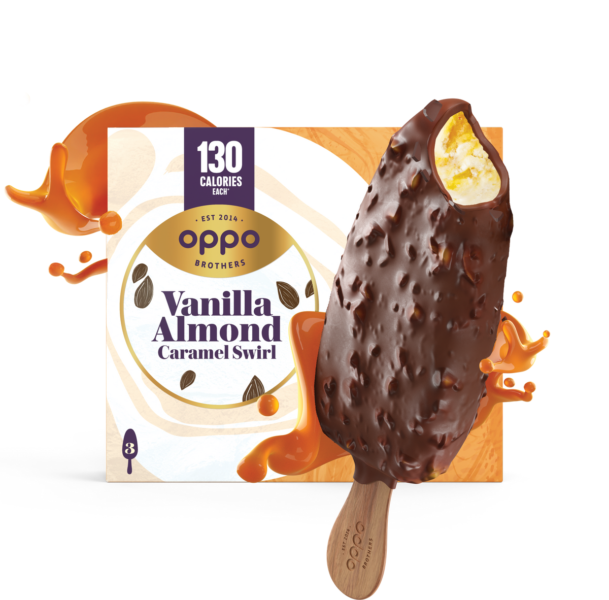 Vanilla Almond Caramel Swirl Eis Am Stiel | Eis | Oppo Brothers